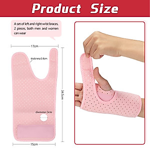 2 Pieces Carpal Tunnel Wrist Braces for Night Wrist Sleep Support Brace Wrist Splint Stabilizer and Hand Brace Cushioned to Help With Carpal Tunnel and Wrist Pain Relief (Breathable Style, Pink)