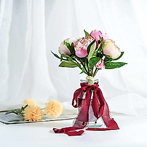 Furnizone Chiffon Silk Ribbon for Gift Wrapping, Pink Red Ribbon for Wedding Invitation Bouquet, 3 Rolls 1.5" Wide x 7 Yd Gift Wrapping Ribbon, with 10Pcs Wax Seal Stickers