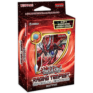 Yu-Gi-Oh Cards! Raging Tempest Special Edition Deck | 3 Booster Packs | 2 Super Rare Cards | Genuine Cards, Multicolor, Model: 083717831495