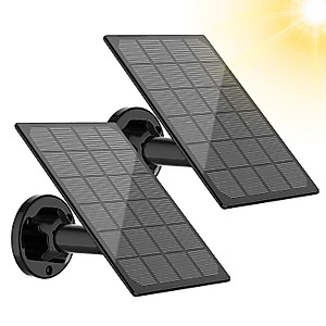 2 Pack Solar Panel for Wireless Outdoor Security Camera,Compatible with DC 5V Rechargeable Battary Powered Surveillance Camera, Continuously Power for Outdoor Security Camera,5V 3.5W Micro USB Port
