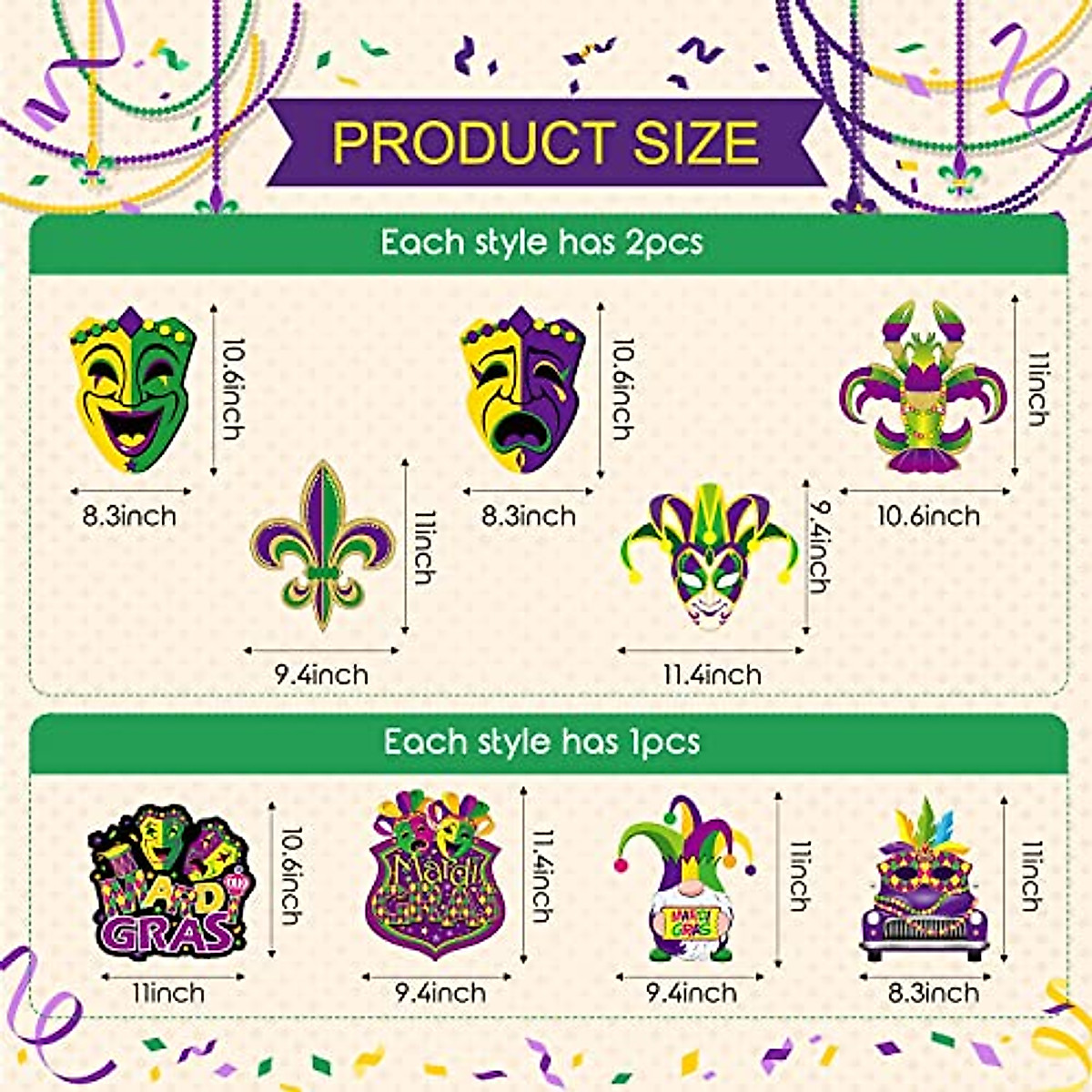 44 Pcs Mardi Gras Party Decorations Masquerade Mask Cutouts Mardi Gras Mask Sign Directional Door Signs New Orleans Street Signs for Prom Carnival Masks Celebration Parade Costume Party Favor