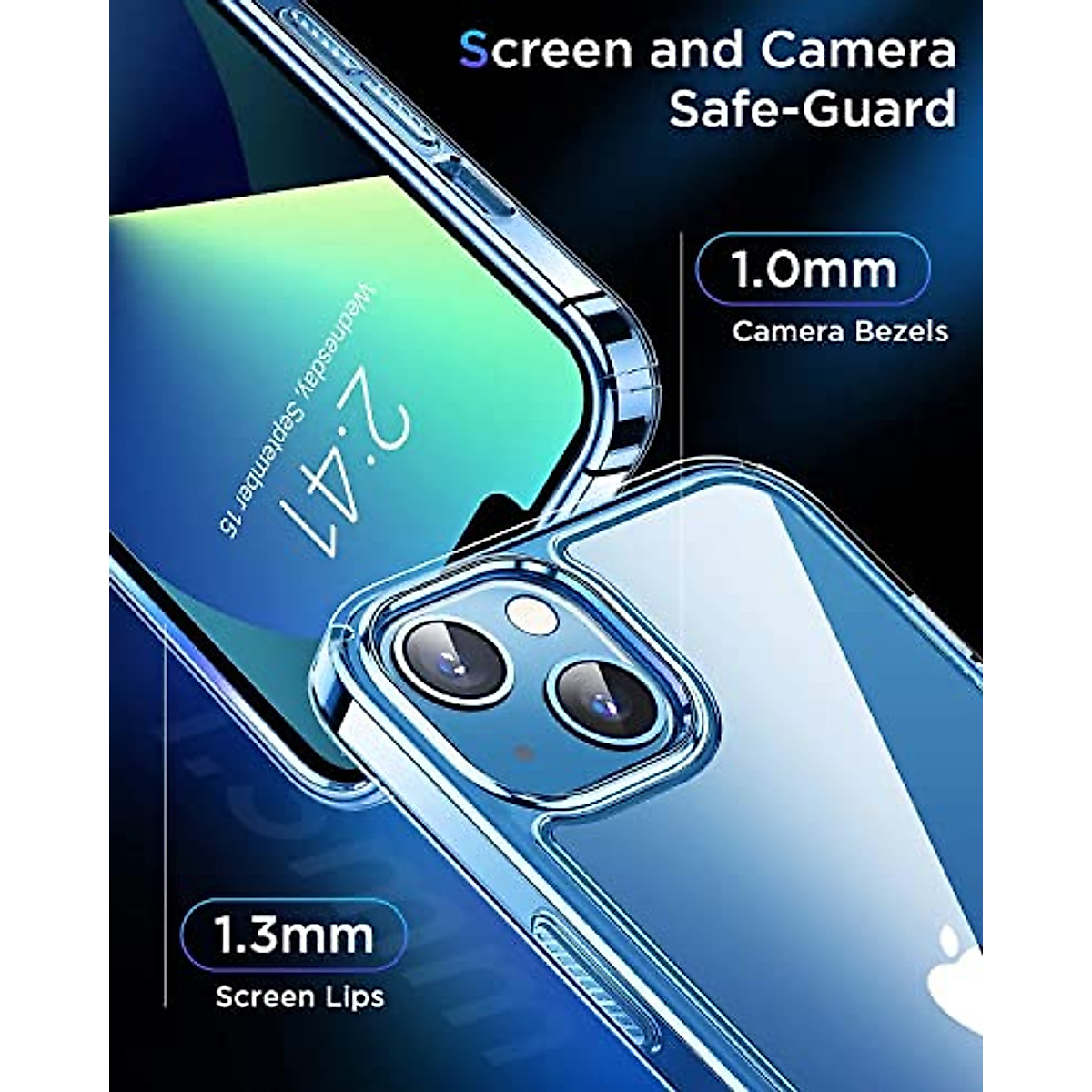 Humixx Designed for iPhone 13 Case, [Not Yellowing] [Military Grade Drop Tested] [Anti-Scratch & Anti-Fingerprint] Clear PC Back with Soft Black TPU Bumper, Slim Fit Protective Case for 13 Phone