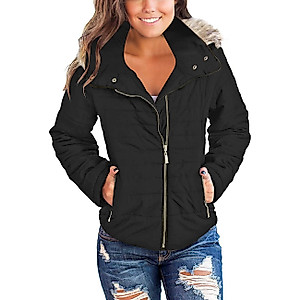 Vetinee Women Winter Jackets Jacket For Women Black Puffy Jacket Women Puffer Jacket Womens Womens Warm Coat Black Size Large Size 12 Size 14