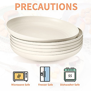 Zopeal 15 Pcs 10 Inch Wheat Straw Plates Lightweight Unbreakable Deep Dinner Plates Reusable Plastic Plates Microwave Safe Dinnerware for Kids Children Toddler Adult (Beige)