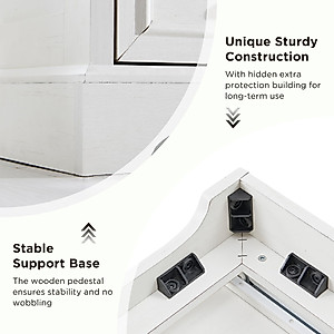 ACCOHOHO Farmhouse Nightstand with Charging Station, 24 Inch Wide End Table with 3 Large Drawers & Bar Handles, Rustic Wood Small Dresser Chest of Drawers for Bedroom, Living Room, Closet, Off White