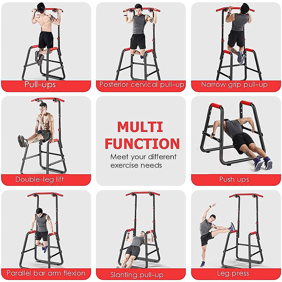 KDFJ Multifunction Indoor Pull Up Bar Horizontal Bars,Muscle Trainer Workout,Pull Up Station Power Tower Home Gym Fitness Equipment-Black