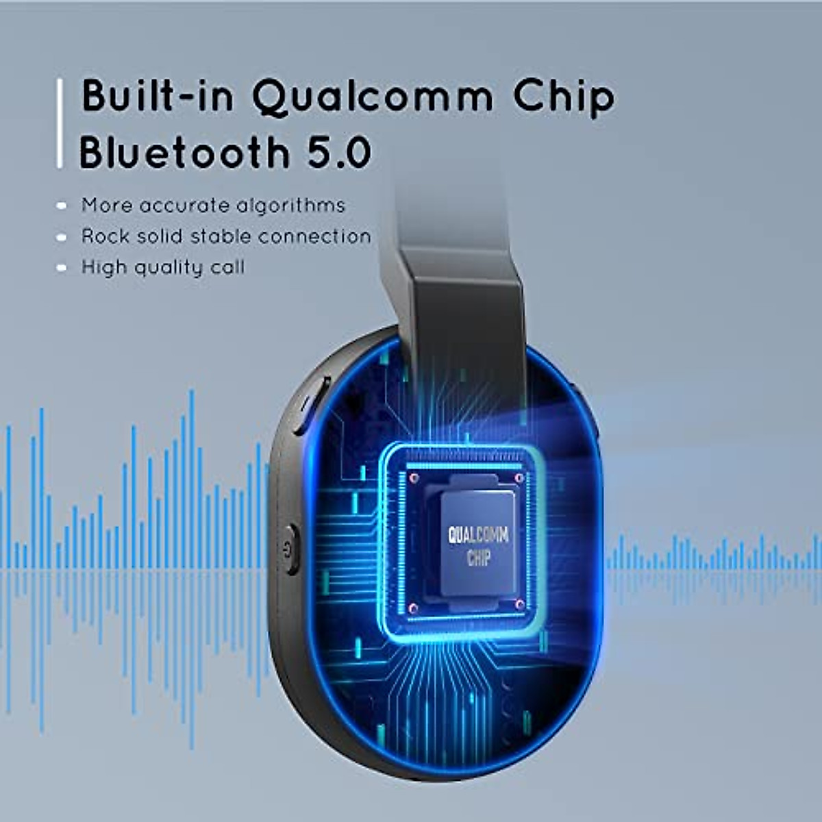 Bluetooth Headset, Wireless Headsets with AI-Powered Environmental Noise Cancelling Microphone(ENC), Fast Charging Base, 45Hrs Bluetooth Headphones with Mute & USB Dongle for PC/Trucker/Work/Phone