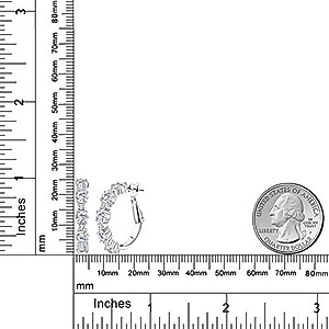 Gem Stone King 925 Sterling Silver White Moissanite and White Lab Grown Diamond Hoop Earrings For Women (2.60 Cttw, Round 4MM and 1.9MM, Gemstone Birthstone 1 Inch Diameter)