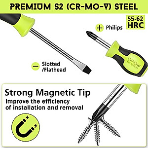OPOW Magnetic Screwdriver Set with Storage Case, 30-Piece Professional Screwdrivers Includes Slotted/Phillips/Hex/Torx/Square/Pozi Head, Ratcheting and Screwdriver Bits, Non-Slip Handle Design.