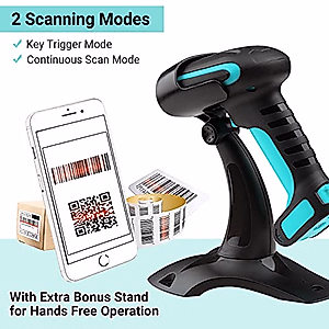 Tera 1D 2D QR Barcode Scanner Wireless with Stand, Heavy Duty Industrial IP66 Drop Resistance, Image Scanning Handheld Reader Compatible for Bluetooth with Vibration Alert Model 8100