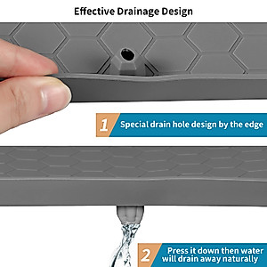 Sanbege Under Sink Mat Liner 34" x 22", Kitchen Cabinet Protector Tray with Drain Hole, Multipurpose Silicone Waterproof Mat for 36" Cabinet or Crafting, Pet Bowls, Floor Organization (Grey)