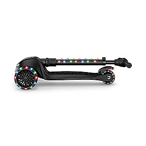 Jetson Scooters - Jupiter Mini 3 Wheel Kick Scooter (Black) - Collapsible Portable Kids Three Wheel Push Scooter - Lightweight Folding Design with High Visibility RGB Light Up LEDs on Stem and Wheels