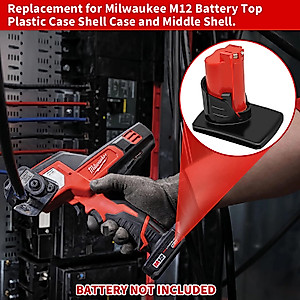 MOONDKIST 2 Set M12 Battery Case Replacement, M12 Plastic Case Parts Shells, M12 Battery Cover for Milwaukee 12V 48-11-2411 M12 Li-ion Battery