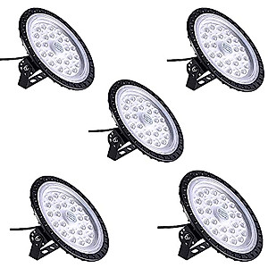 100W UFO LED High Bay Light Factory Warehouse Industrial Lighting 12000 LM 6000-6500K IP54 Warehouse LED Lights- High Bay LED Lights- Commercial Bay Lighting for Garage Factory Workshop Gym (5 PCS)