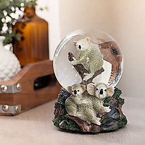 Climbing Koala Family 100MM Musical Water Globe Plays Tune Born Free