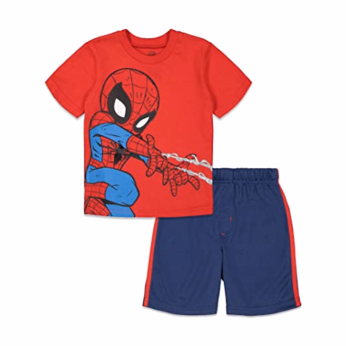 Marvel Avengers Spider-Man Little Boys Graphic T-Shirt Bike Shorts Mesh Outfit Set Red/Blue 7-8
