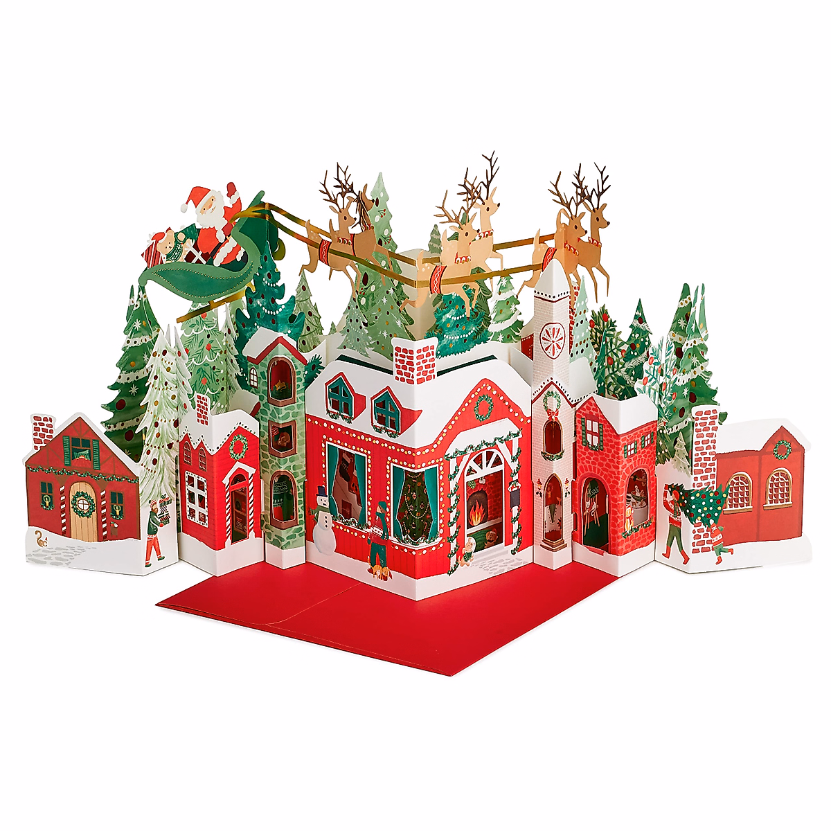 Hallmark Paper Wonder Pop Up Jumbo Christmas Card Holiday Tabletop Decor (Accordion Fold Christmas Village)