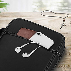 FINPAC Black Bible Cover w/Bible Verse Bookmarks for Women Men