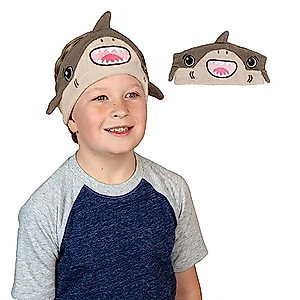 CozyPhones Over The Ear Bluetooth Headband Headphones - Kids Wireless Headphones Volume Limited with Thin Speakers & Super Soft Fleece Headband - Gray Shark