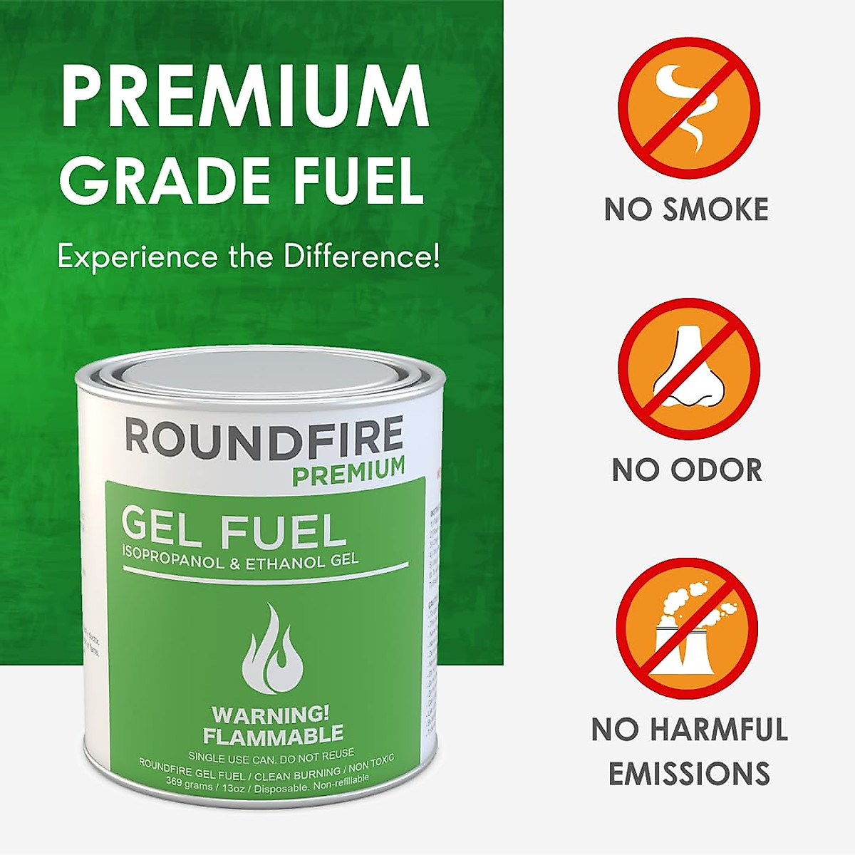 ROUNDFIRE 6 Pack Gel Fuel Cans for Fire Bowl, Fireplace, Gel Fire, Tabletop Fire Bowls, Warming, Indoor & Outdoor