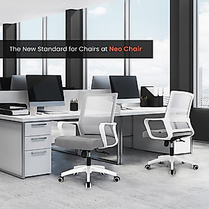 neo chair Office Swivel Desk Ergonomic mesh Adjustable Lumbar Support Computer Task Back armrest Home Rolling Women Adults Men Chairs Height Comfortable Gaming Guest Reception (Black)