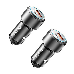 ANKUEE USB C Car Charger, 2 Pack PD 20W & QC 3.0 22.5W USB Car Fast Charger Plug, Mini Aluminum Alloy Cigarette Lighter Charging Adapter, Compatible with iPhone, Galaxy S22/21 Google Pixel 6