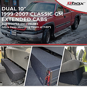 Bbox Dual Sealed 10 Inch Subwoofer Enclosure - Accu-Tuned Subwoofer Box Improves Audio Quality, Sound & Bass - Fits 1999-2007 Chevrolet/GMC Silverado/Sierra Extended Cab,Charcoal