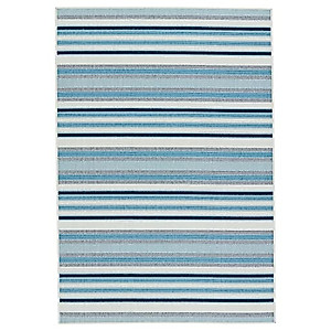 Jaipur Living Vibe Lloria 2'X3' Area Rug, Coastal Blue for Outdoor Spaces.