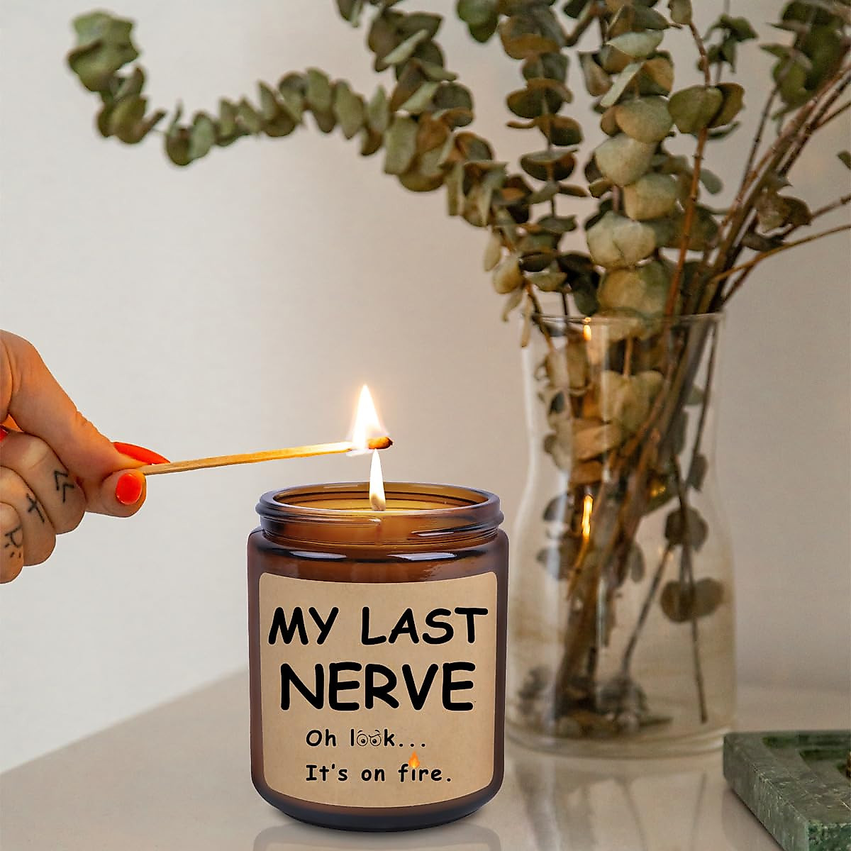 BrightinWint Vanilla Scented Candles, Candle Gifts for Women Men, My Last Nerve Candle Unique Candles for Home Scented, Funny Gifts for Women, Men, Family, BFF, Bestie, Best Friend, Coworker