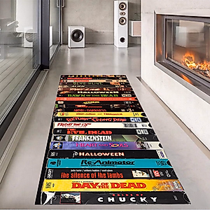 Generic Nostalgic Retro Style Rug, Runner Rug, VHS Case Themed, Horror Rug, Home Theater TV Room,Long Rug,Entry Rug,Hallway Runner Rug D1242.1 80x200Cm//31x78 inch