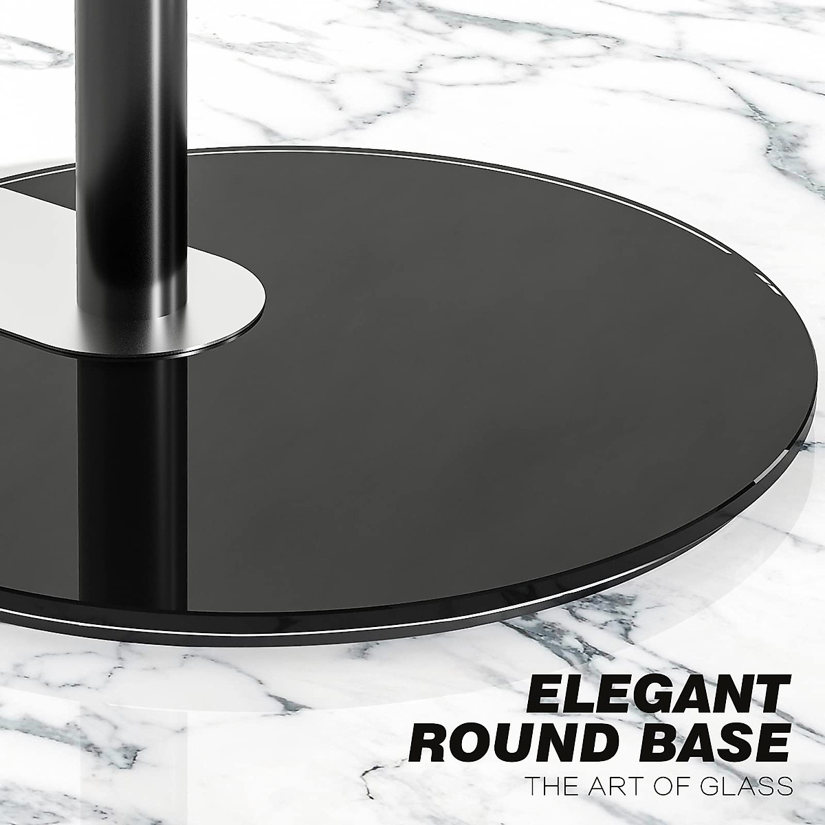 Rfiver Swivel Floor TV Stand with 90 Degree Swivel for 32-65 inch LCD LED TV, Modern Simple Design Black Corner TV Floor Stand with Round Glass Base, VESA 400x400 mm