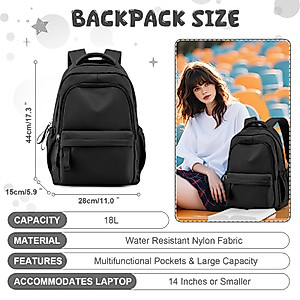 Small Backpack For School Girls Boys Aesthetic Lightweight Travel Daypack Simple Cute Backpack For Women Men Waterproof College High School Bookbag Fit 14 Inch Laptop With USB charging port,Black
