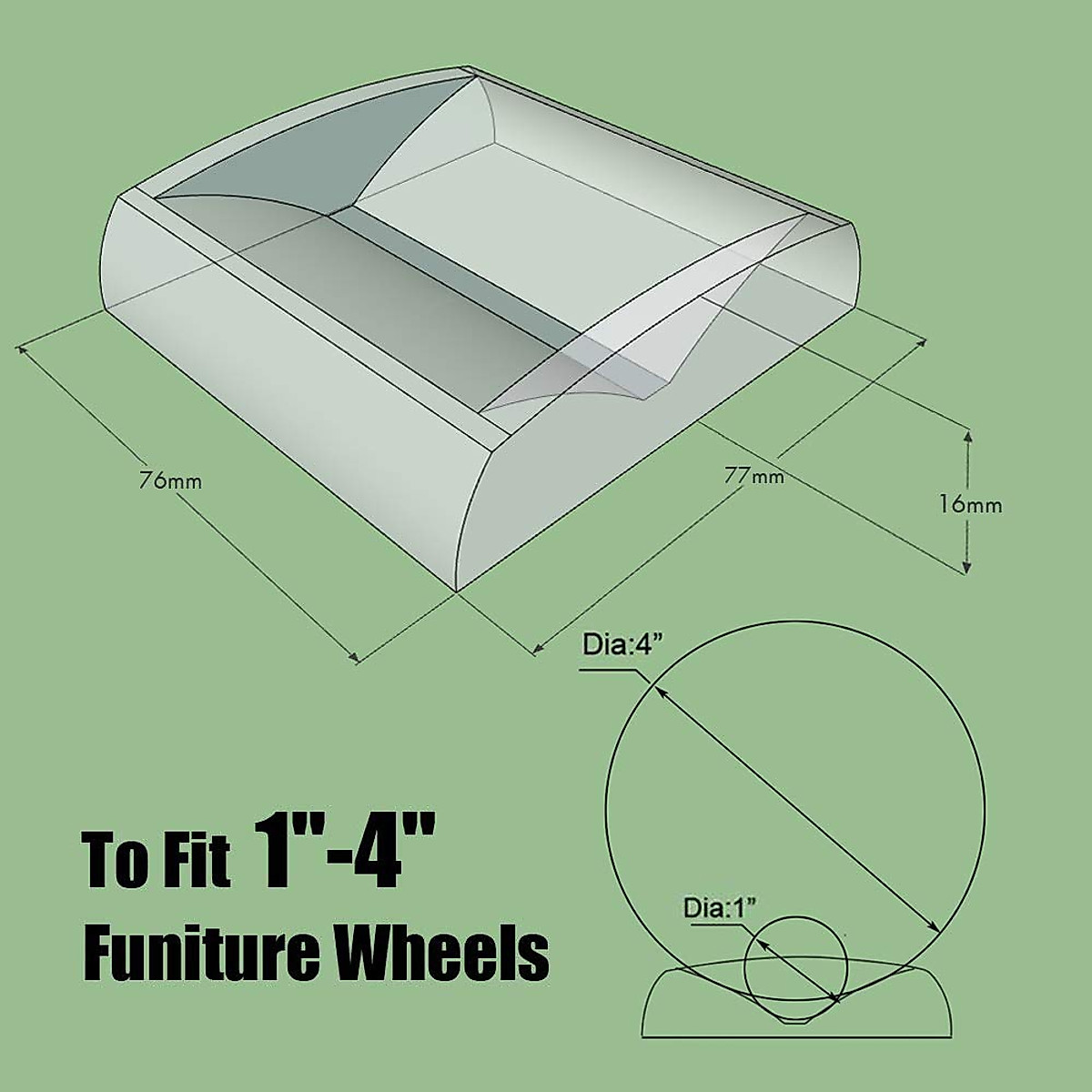 WELLGO Bed Stoppers & Furniture Cups 3"x3" 4Pack - Premium Silicone Casters Furniture Wheel Stoppers fit All Wheels of Furniture, Sofa Bed Chairs-Made up of Solid Silicone Prevents Scratches