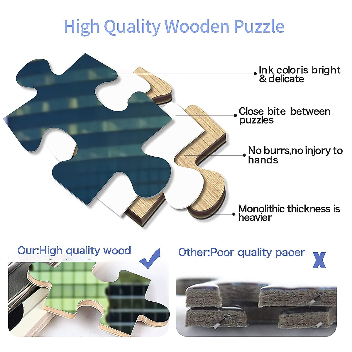 Jigsaw Puzzle 1000 Piece Chicago City Illinois Buildings Classic Puzzle DIY Kit Wooden Toy Unique Gift Home Decor