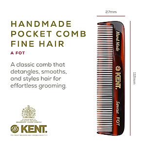 Kent Set of Combs - 81T Beard and Mustache Comb, FOT Pocket Comb, and PF22 Hair Brush - Best Beard and Mustache Grooming Kit, Travel and Home Beard Care Kit