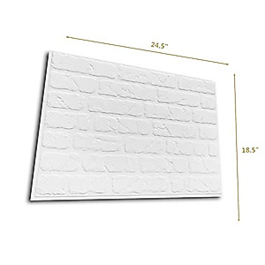 Retro-Art 3D Backsplash Wall Panels for Kitchen, Pack of 10, Brick in Paintable White, PVC, 24.5 x 18.5, Cover 31.48 sq.ft. 703540