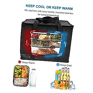 COLLBATH 2pcs Insulation Bags Food Bag Restaurant Insulated Bag Jumbo Insulated Bag Shopping Cart Bags for Groceries Food Bag Lunch Bag Insulated Grocery Shopping Bags Black Woven