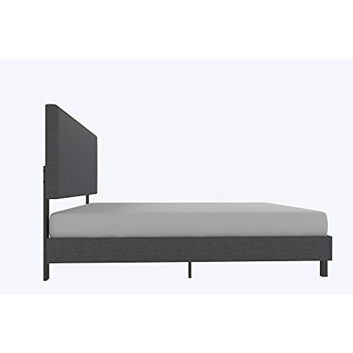 DHP Janford Upholstered Platform Bed with Modern Vertical Stitching on Rectangular Headboard, Queen, Gray Linen