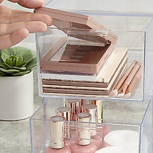STORi 2-Pack Audrey Stackable Clear Plastic Organizer Drawers | 4.5-Inches Tall | Organize Cosmetics and Beauty Supplies on a Vanity | Made in USA
