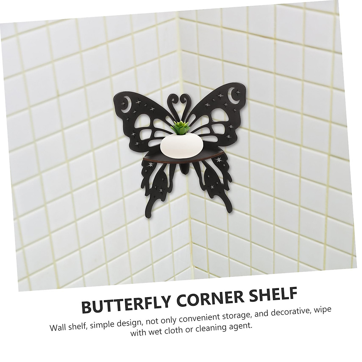 LIFKICH Butterfly Corner Shelf Wooden Floating Shelf Storage Rack for Wall Decor for Displaying Photos and Decorative Items Bedroom Living Room Bathroom