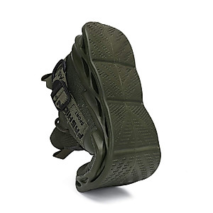 Nihaoya Running Shoes for Men Slip on Breathable Tennis Shoes Sport Athletic Blade Type Sneakers Army Green 7.5