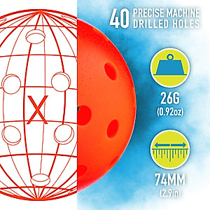 Franklin Sports Outdoor Pickleballs - X-40 Pickleball Balls - USA Pickleball (USAPA) Approved - 3 Pack Outside Pickleballs - Ember - US Open Ball