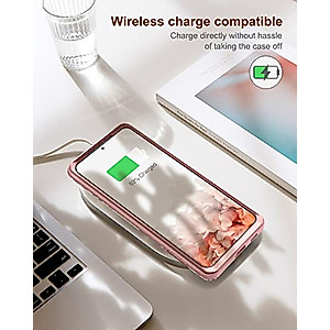 SURITCH Phone Case for Samsung Galaxy S21 Ultra 6.8 inches Slim Fit, Front Cover with Built-in Screen Protector Smooth Back Cover Full Body Protection Shockproof Bumper, Rose Marble