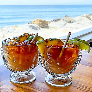 TOPZEA 4 Pack Tiki Glasses, 14 oz Clear Tiki Mug Set Modern Bar Cocktail Glass, Hawaiian Luau Party Mugs Drinkware Beverage Drink Cups for Exotic Cocktail, Mai Tai, Pina Colada, Punch