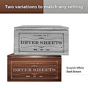 Dryer Sheet Holder for Laundry Room | Wooden Box Dryer Sheet Dispenser | Farmhouse Laundry Room Decor Accessories | Dryer Sheet Container with Lid | Laundry Room Organization Storage Container (Brown) | Laundry Softener Dispenser Sheets