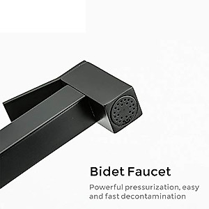 MINJING Hand Held Toilet Bidet Sprayer Black, Brass Single Handle Wall Mount Bidet Faucet, Hot Cold Water Bidet Sprayer for Toilet, Cloth Diaper Sprayer