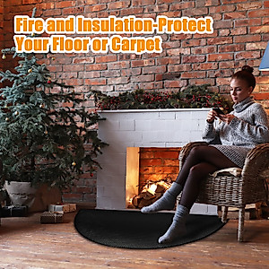 HOMSHIAM Fireplace Mat, Fireplace Floor Mat, Fireplace Mats Fireproof 28×49 Inch Half Round Hearth Mat Protects Floors from Sparks Embers