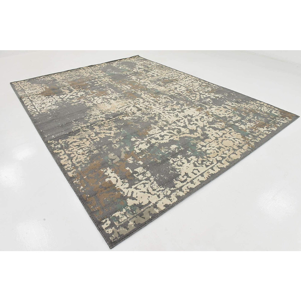Unique Loom Tuareg Collection Vintage Distressed Traditional Area Rug (9' 0 x 12' 0 Rectangular, Gray/ Beige)