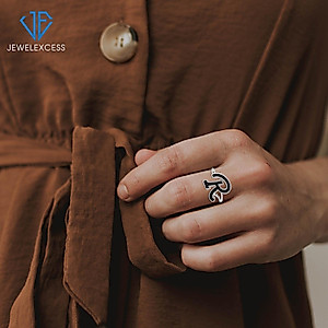 JEWELEXCESS Black Diamond Accent Sterling Silver A TO Z Initial Spell it Out Ring