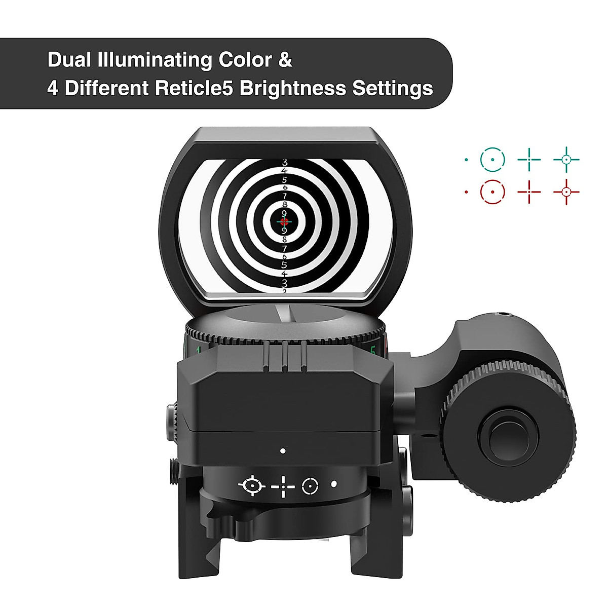 Feyachi RSL-18 Reflex Sight - 4 Reticle Red & Green Dot Sight Optics with Integrated Red La-ser Sight Less Than 5mW Output